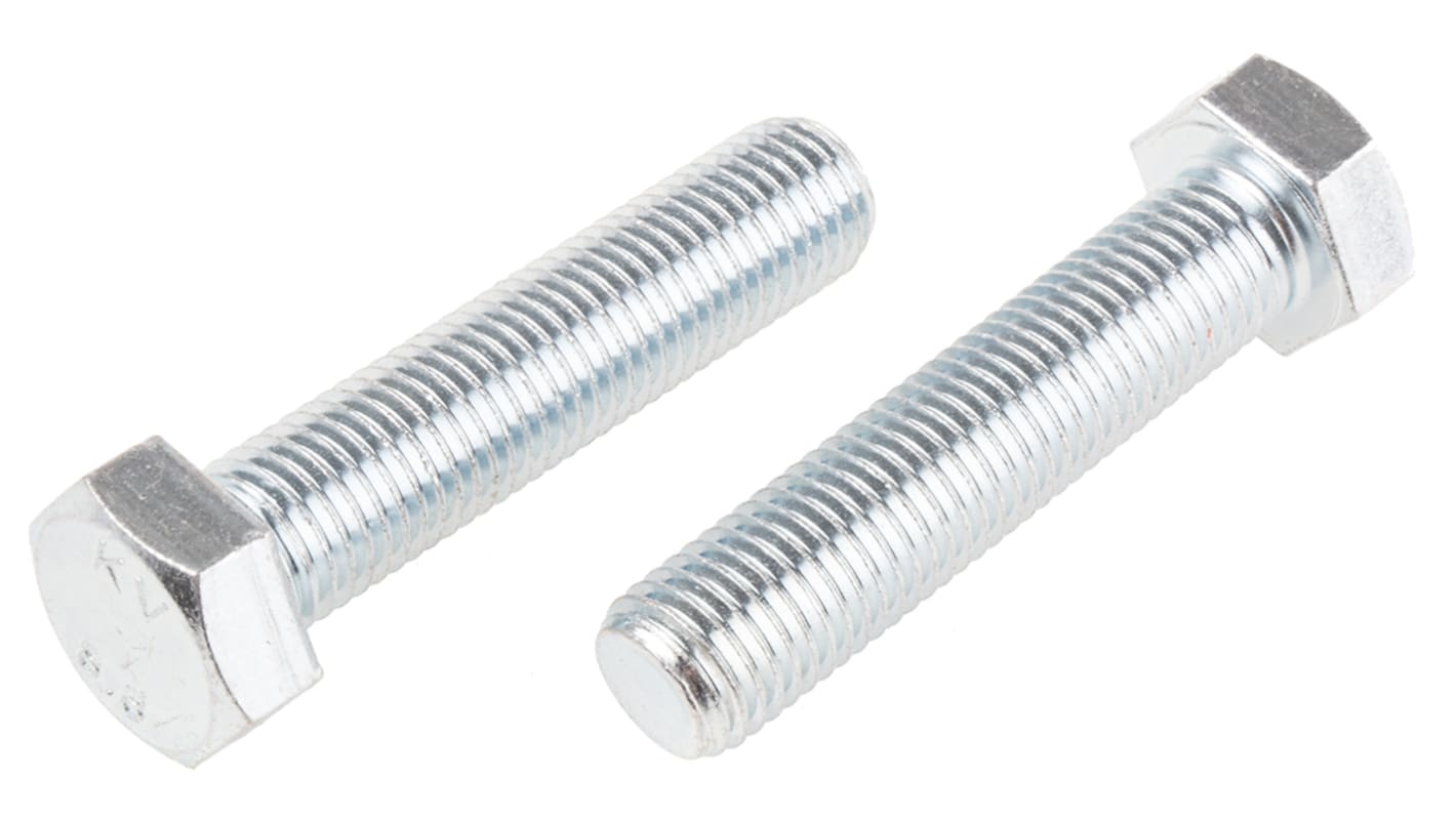 RS PRO Bright Zinc Plated Steel Hex, Hex Bolt, M20 x 90mm | RS