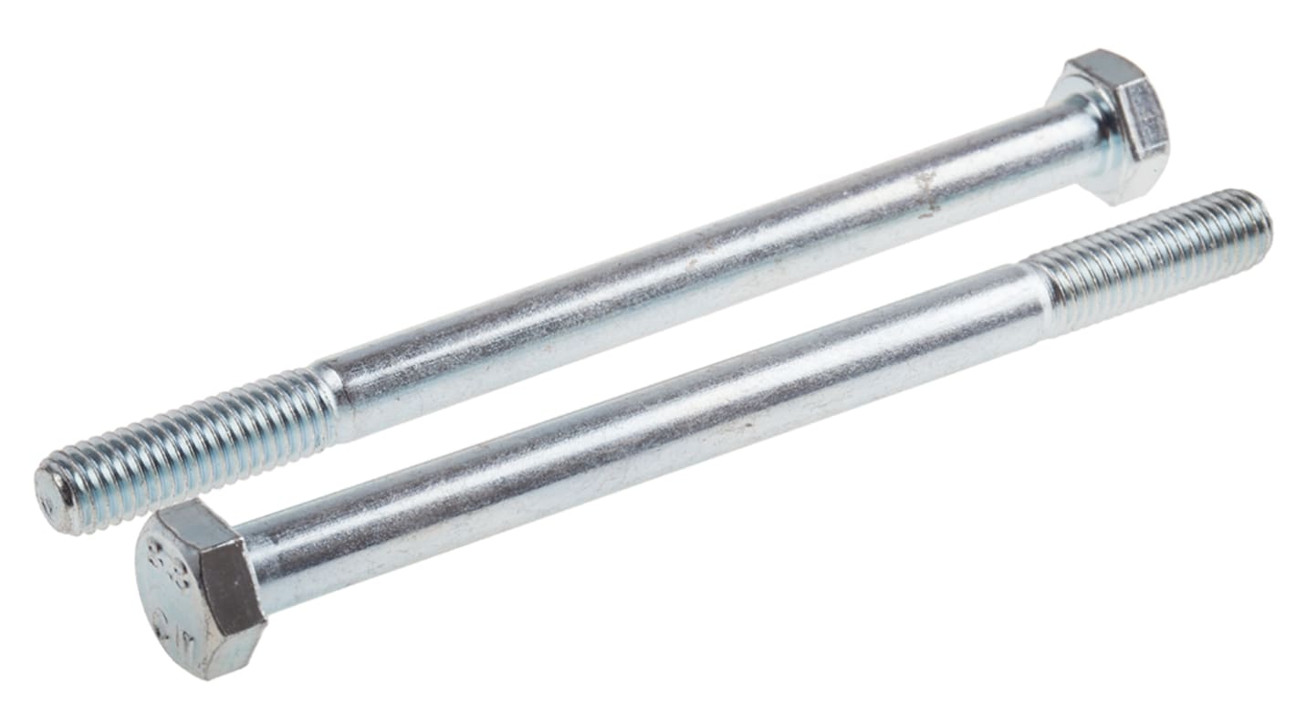 RS PRO Bright Zinc Plated Steel Hex, Hex Bolt, M8 x 110mm | RS