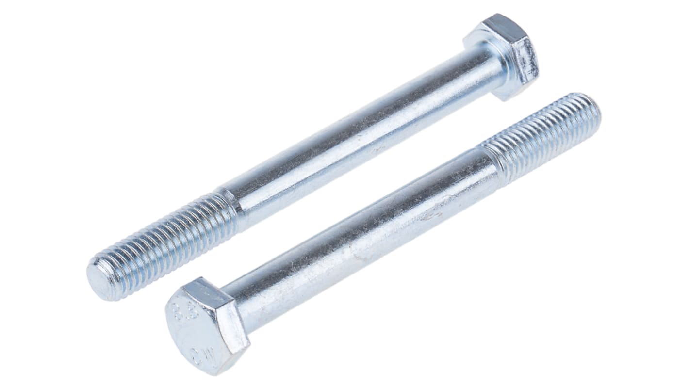 RS PRO Zinc plated & clear Passivated Steel Hex, Hex Bolt, M12 x 120mm | RS