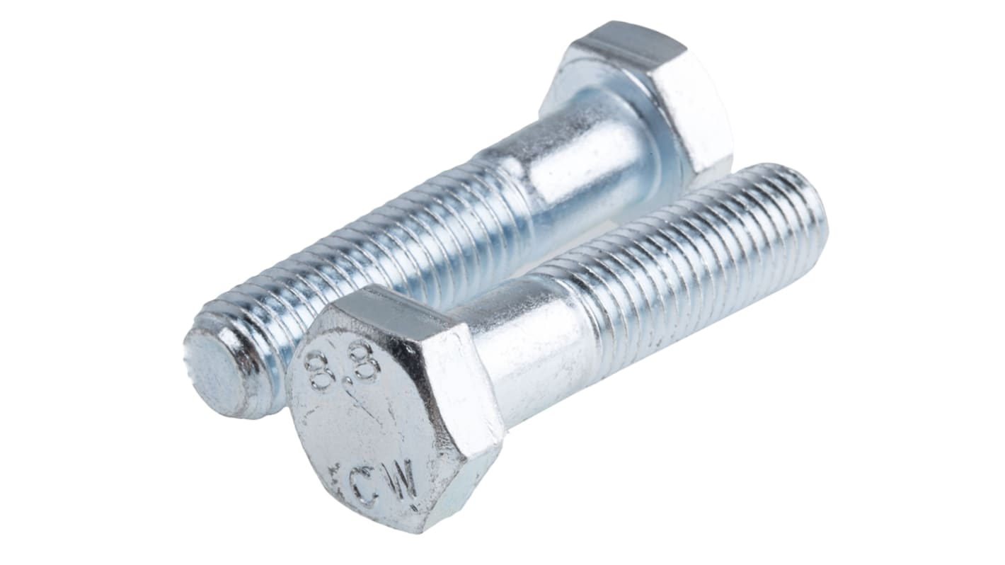RS PRO Bright Zinc Plated Steel Hex, Hex Bolt, M14 x 60mm | RS