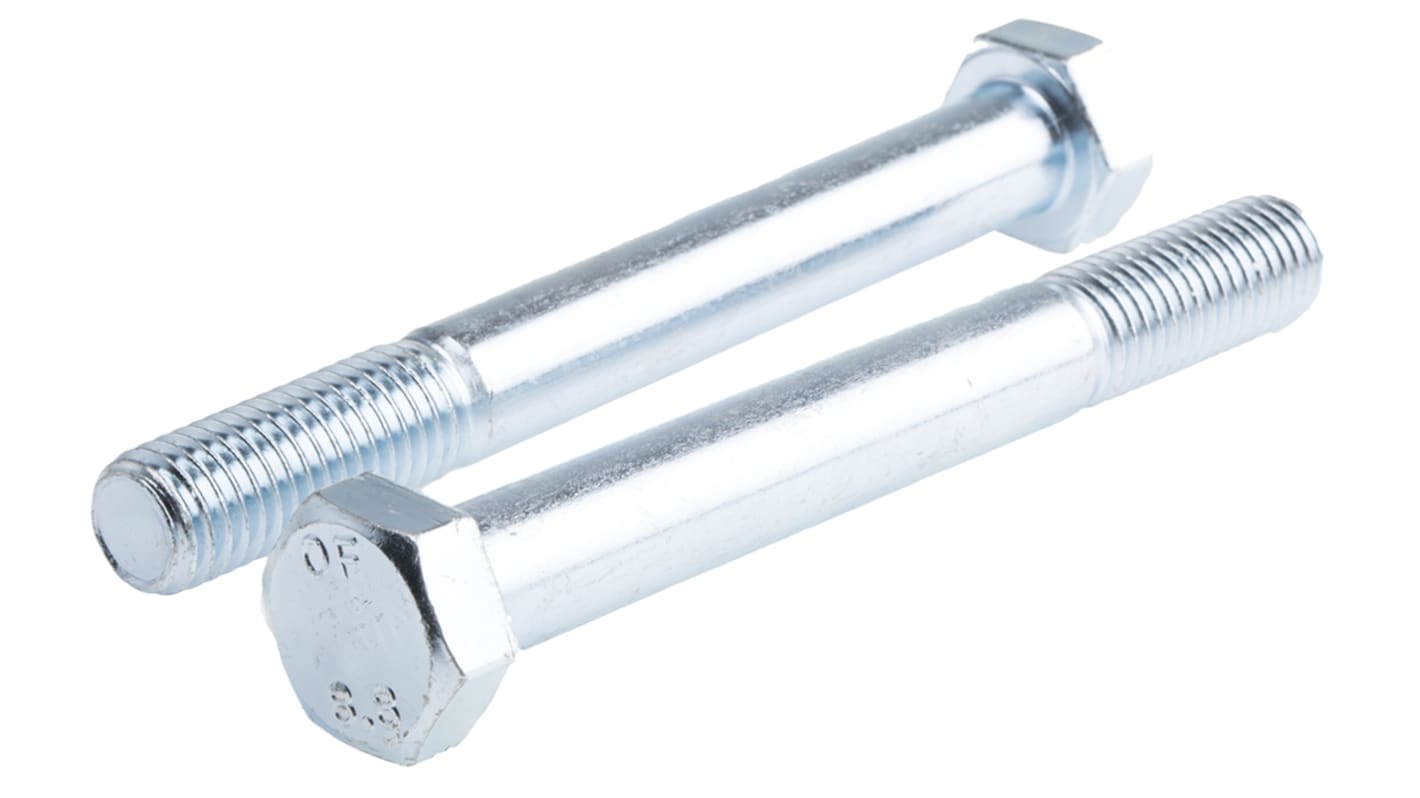 RS PRO Bright Zinc Plated Steel Hex, Hex Bolt, M14 x 120mm | RS