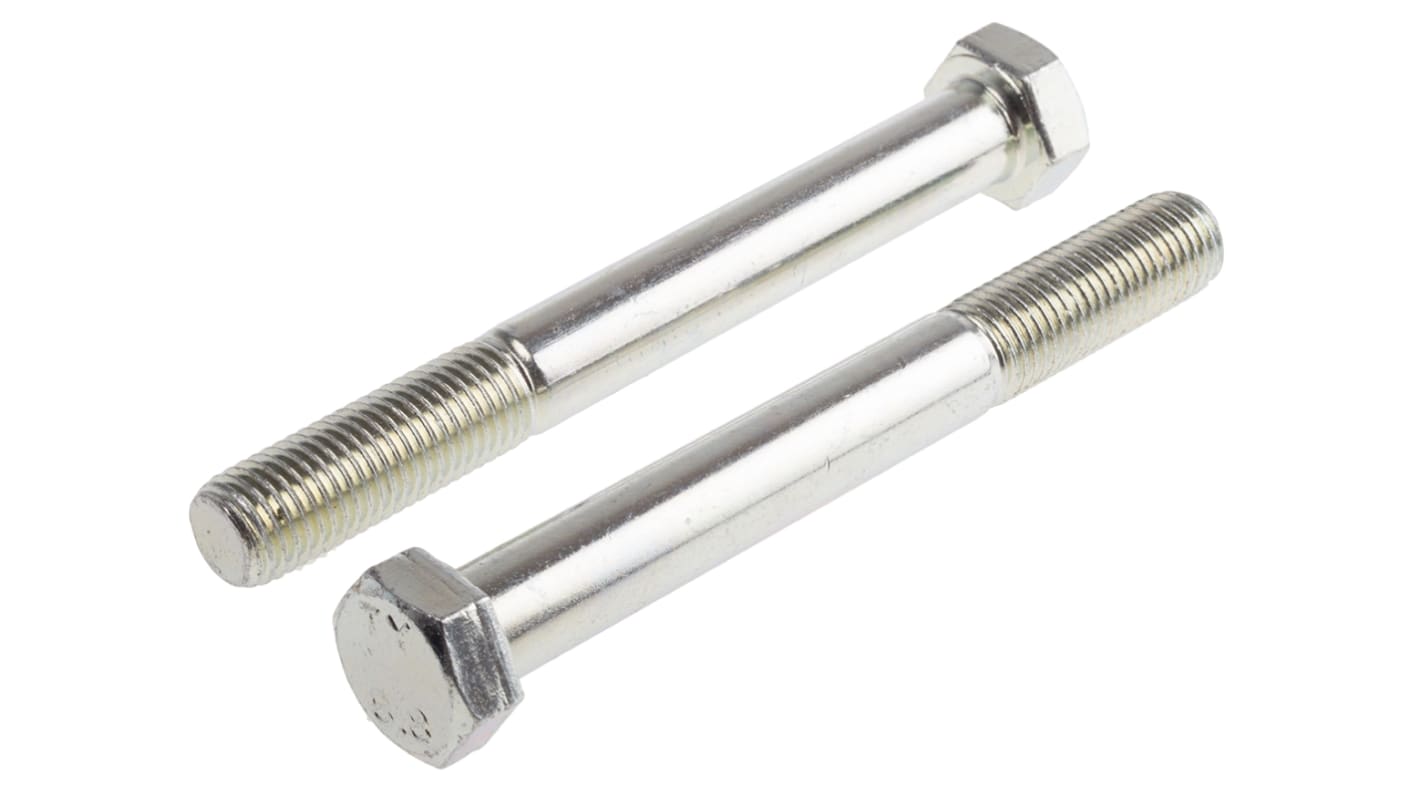 Bright Zinc Plated Steel, Hex Bolt, M16 x 130mm | RS