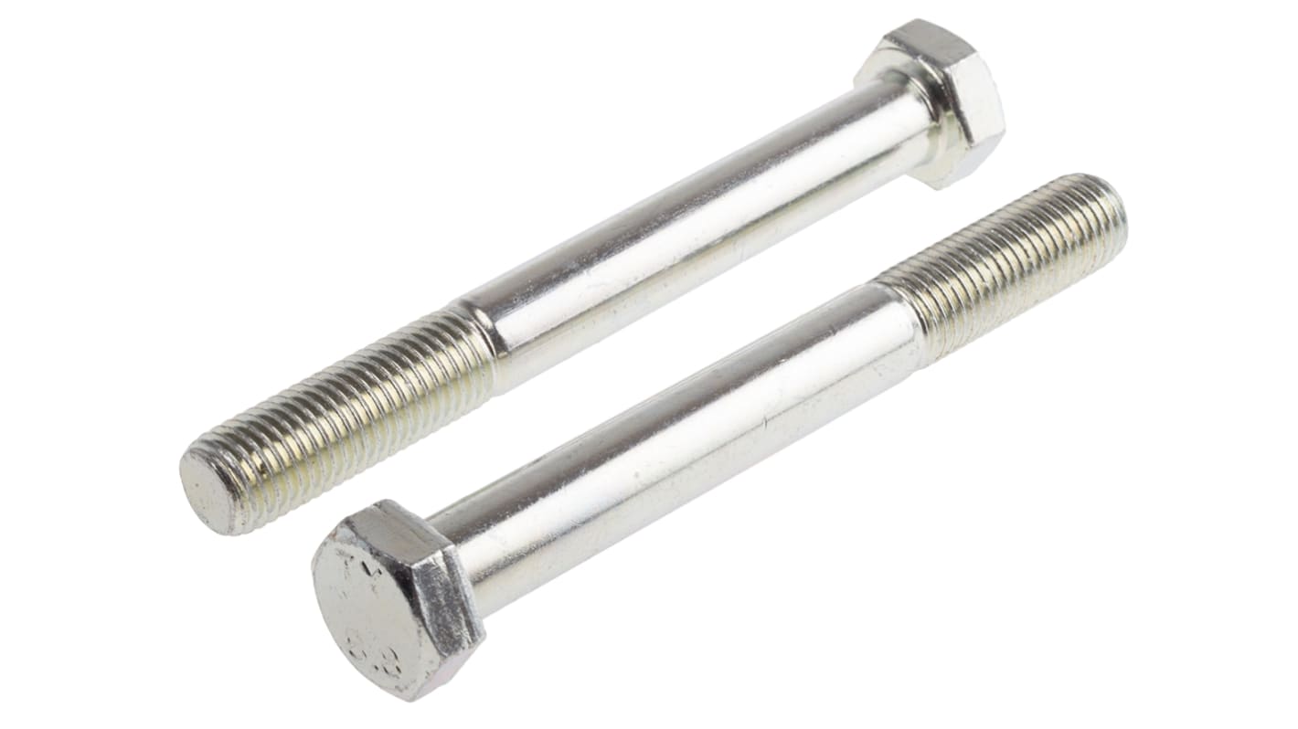 RS PRO Zinc plated & clear Passivated Steel Hex, Hex Bolt, M16 x 140mm | RS