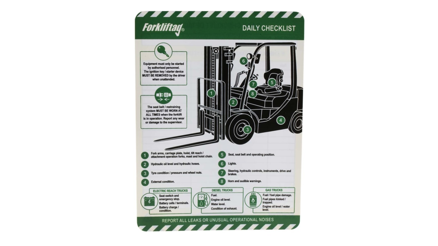 FLT-GB-ETSI-51-10 | Brady Black on Blue, Green Safety Forklift Tag ...