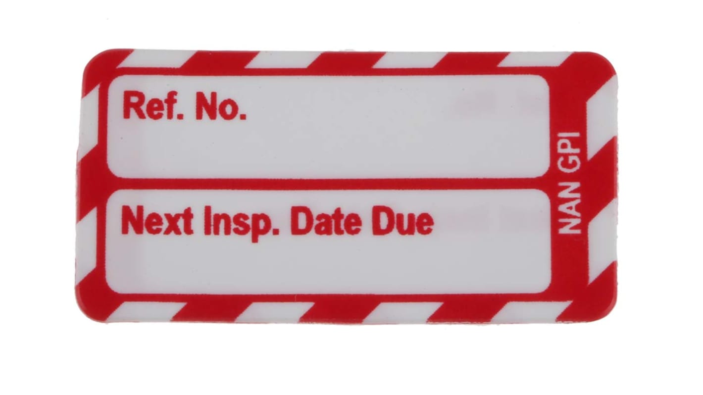NAN-NAN-GPI-RD-20 | Brady White on Red Safety Inspection Tag, English ...