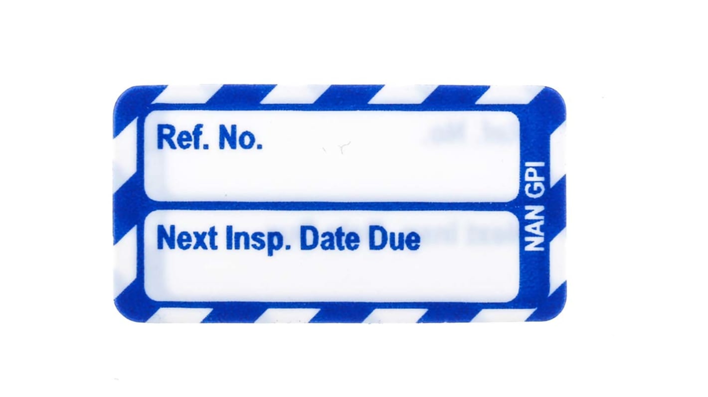 NAN-NAN-GPI-BL-20 | Brady White on Blue Safety Inspection Tag, English ...
