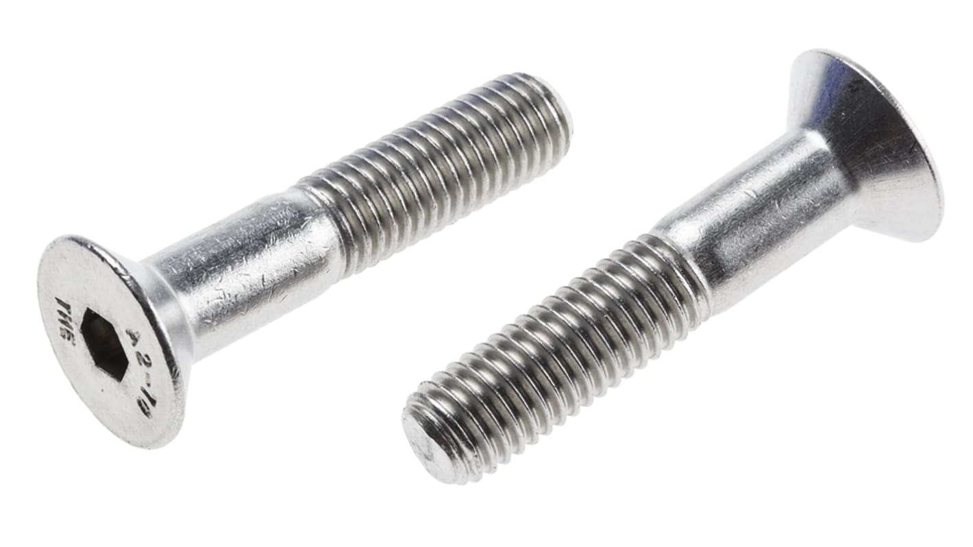 RS PRO Plain Stainless Steel Hex Socket Countersunk Screw, ISO 10642, M10 x 50mm | RS