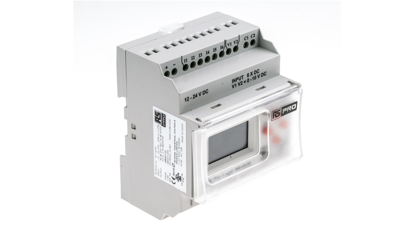 RS PRO Logic Module, 12 → 24 V dc Supply, Digital, Relay Output, 8 ...