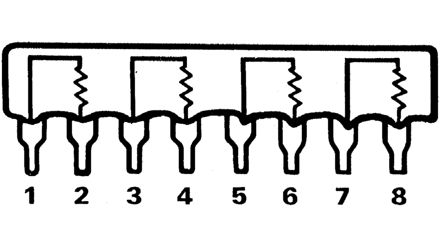 4608X-102-332LF | Bourns, 4600X 3.3kΩ ±2% Isolated Resistor Array, 4 ...