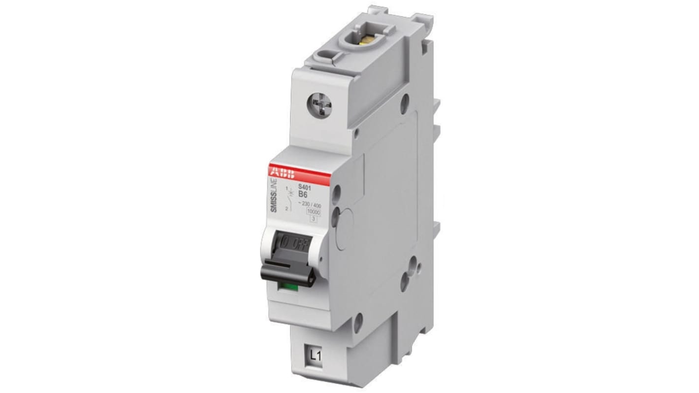 S401M-C4 | ABB SMISSLINE TP S400M MCB, 1P, 4A Curve C, 230V AC, 60V DC, 10 kA Breaking Capacity | RS