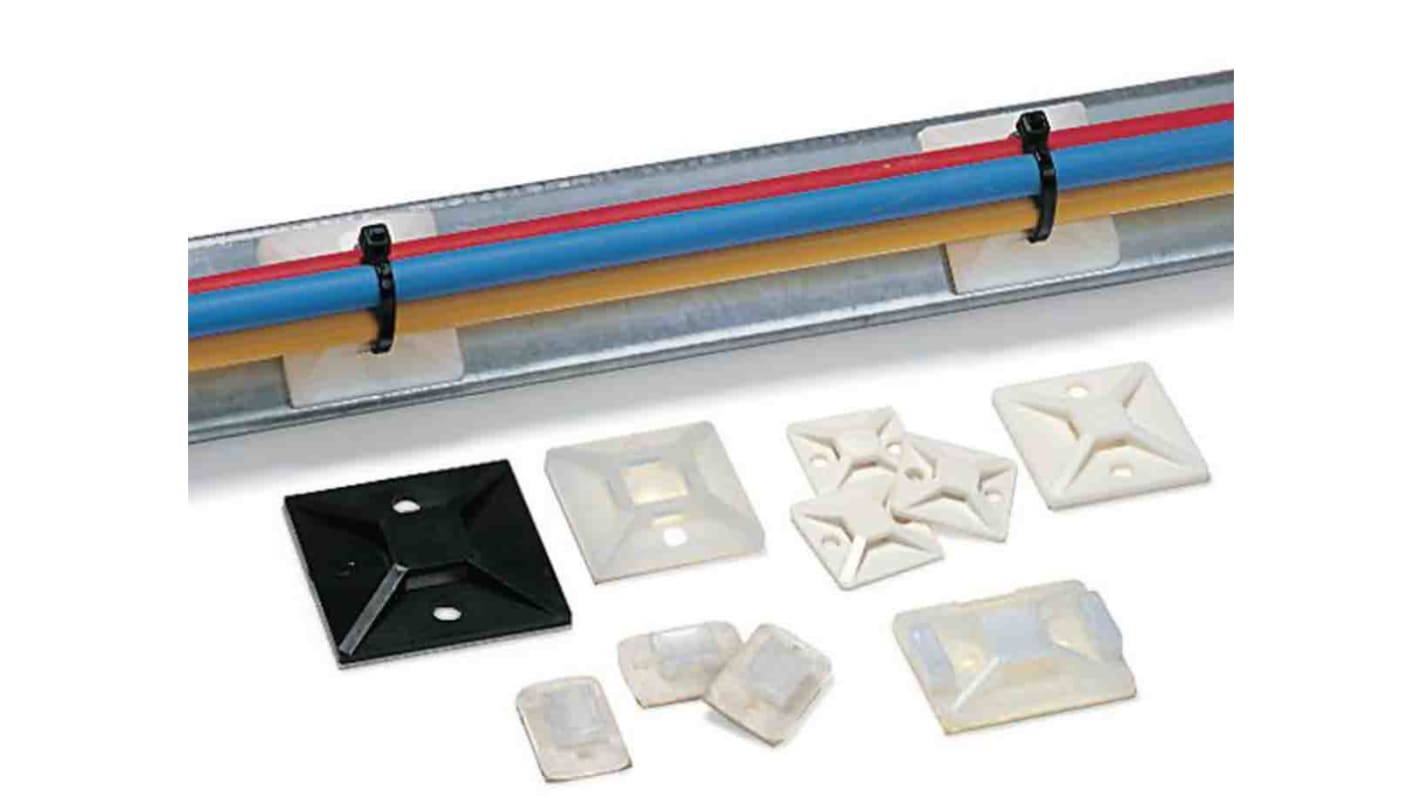 151-28602 | HellermannTyton Self Adhesive Black Cable Tie Mount 37.7 mm x 37.7mm, 10mm Max ...