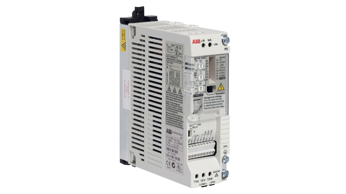 ACS55-01E-01A4-2 | ABB Inverter Drive, 0.18 kW, 1 Phase, 230 V ac, 1.4 ...