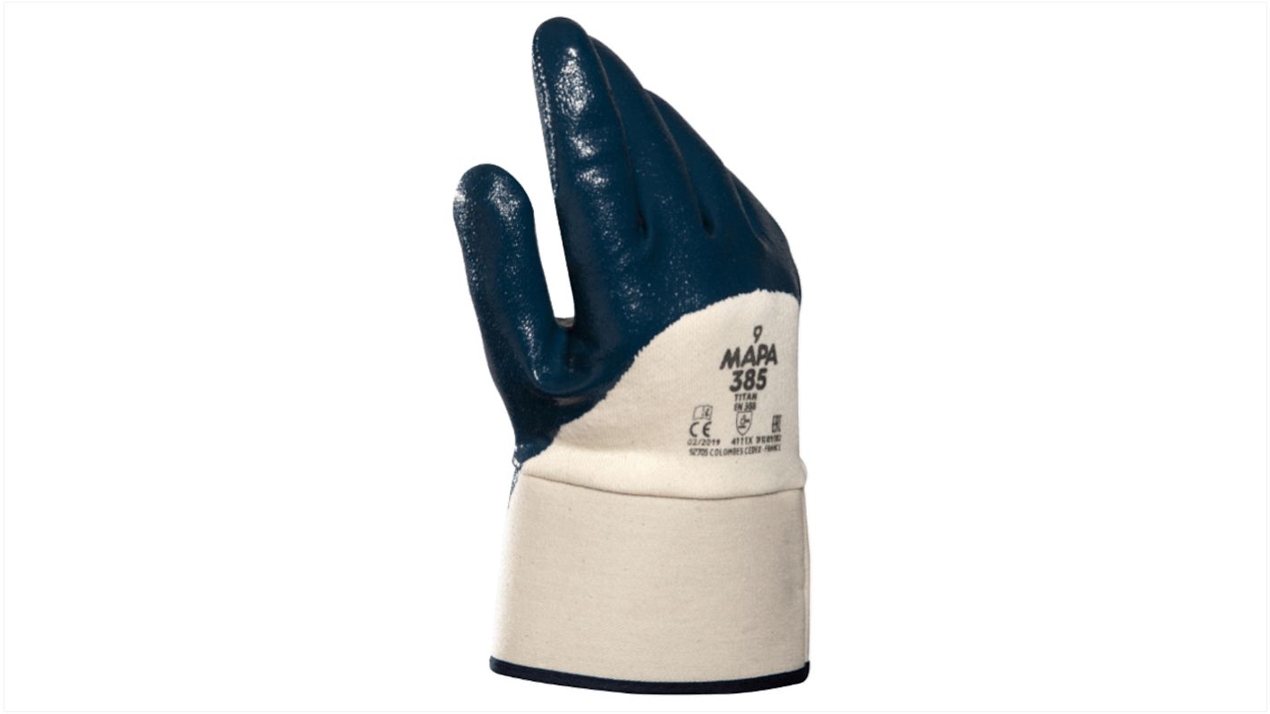 385409 | Mapa Spontex TITAN 385 Blue Cotton General Purpose Work Gloves ...