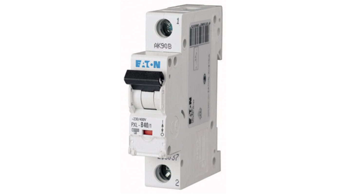 236104 PXL-D40/1 | Eaton xPole PXL, S200 MCB, 1P, 40A Curve D, 400V AC, 48V DC, 10 kA Breaking ...