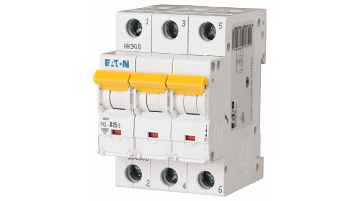 236398 PXL-B25/3 | Eaton xPole PXL, S200 MCB, 3P, 25A Curve B, 400V AC, 48V DC, 10 kA Breaking ...
