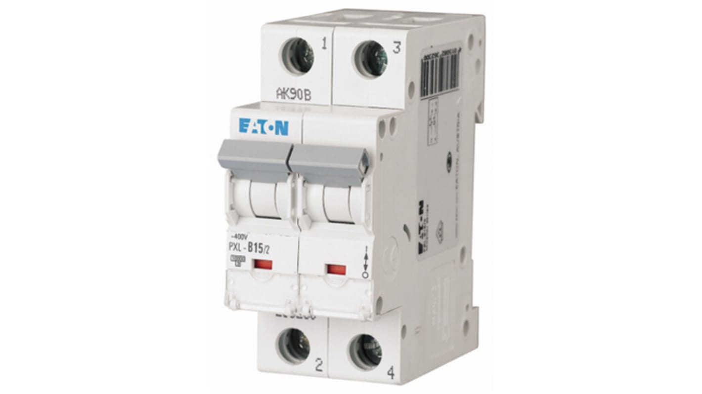 236230 PXL-B15/2 | Eaton xPole PXL, S200 MCB, 2P, 15A Curve B, 400V AC, 48V DC, 10 kA Breaking ...