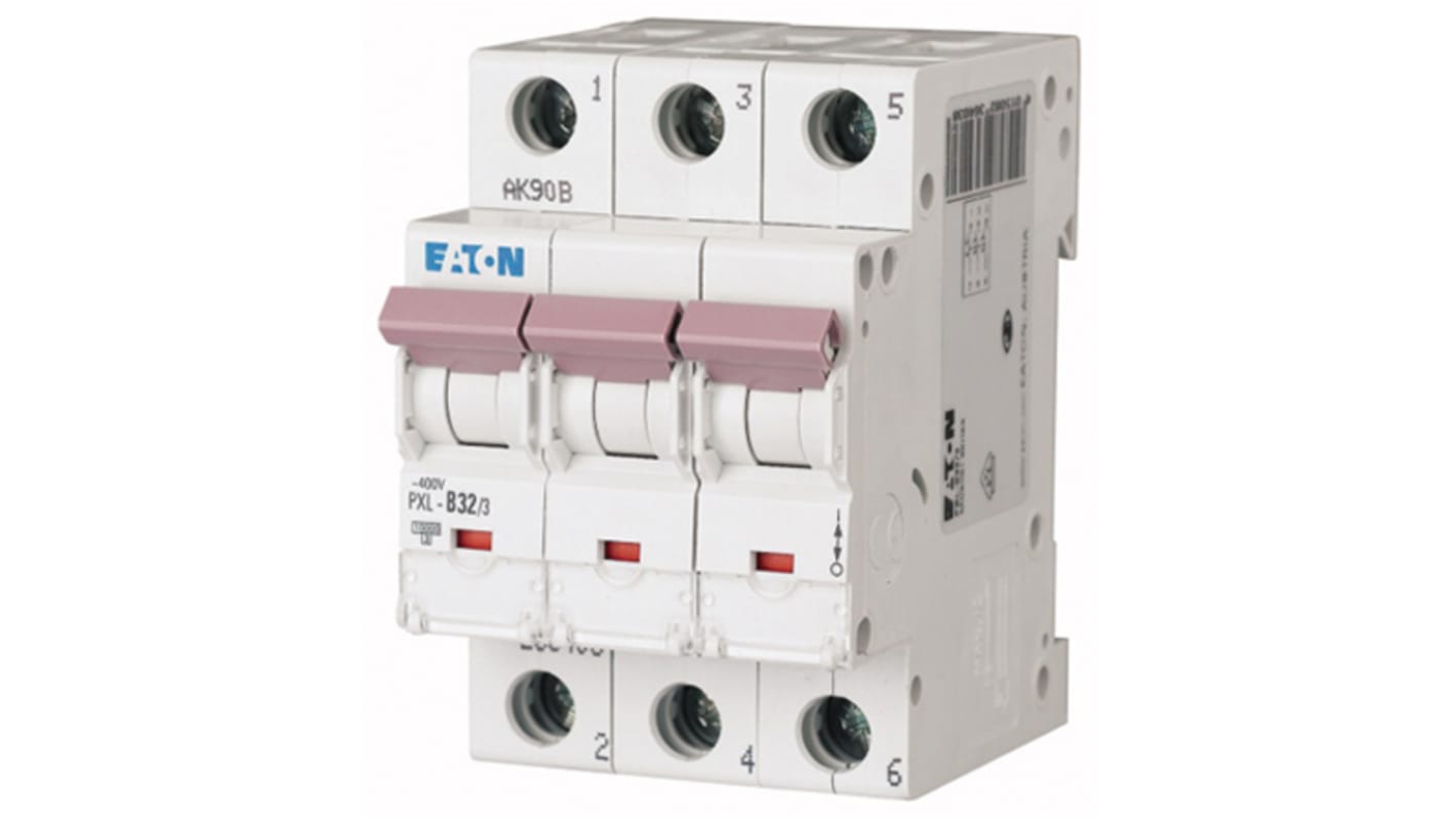 236468 PXL-D32/3 | Eaton xPole PXL, S200 MCB, 3P, 32A Curve D, 400V AC, 48V DC, 10 kA Breaking ...