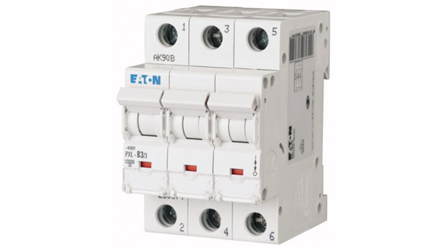 236455 PXL-D3/3 | Eaton xPole PXL, S800 MCB, 3P, 3A Curve D, 400V AC, 48V DC, 10 kA Breaking ...