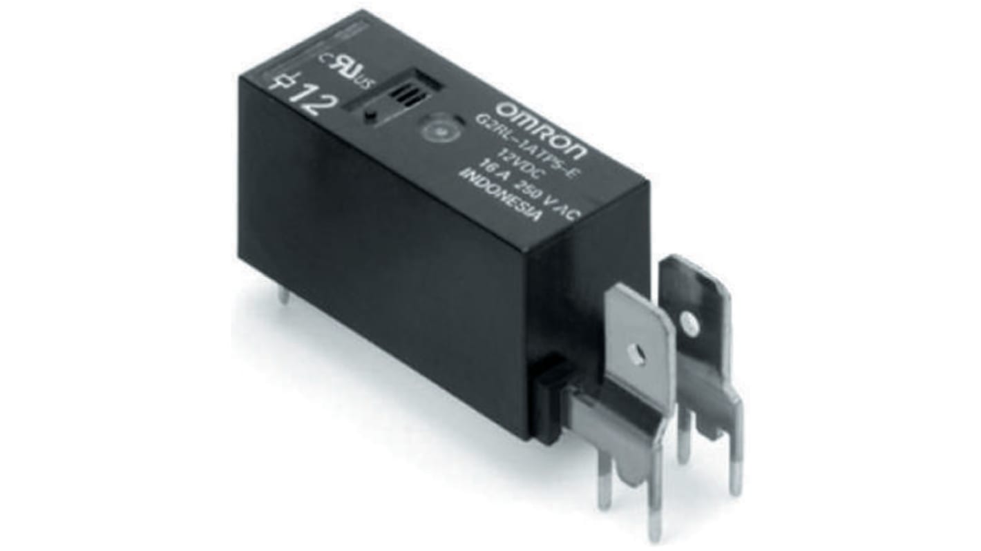 G2RL-1ATP5-E 12DC | Omron PCB Mount Non-Latching Relay, 12V dc Coil, 16A Switching Current, SPST ...