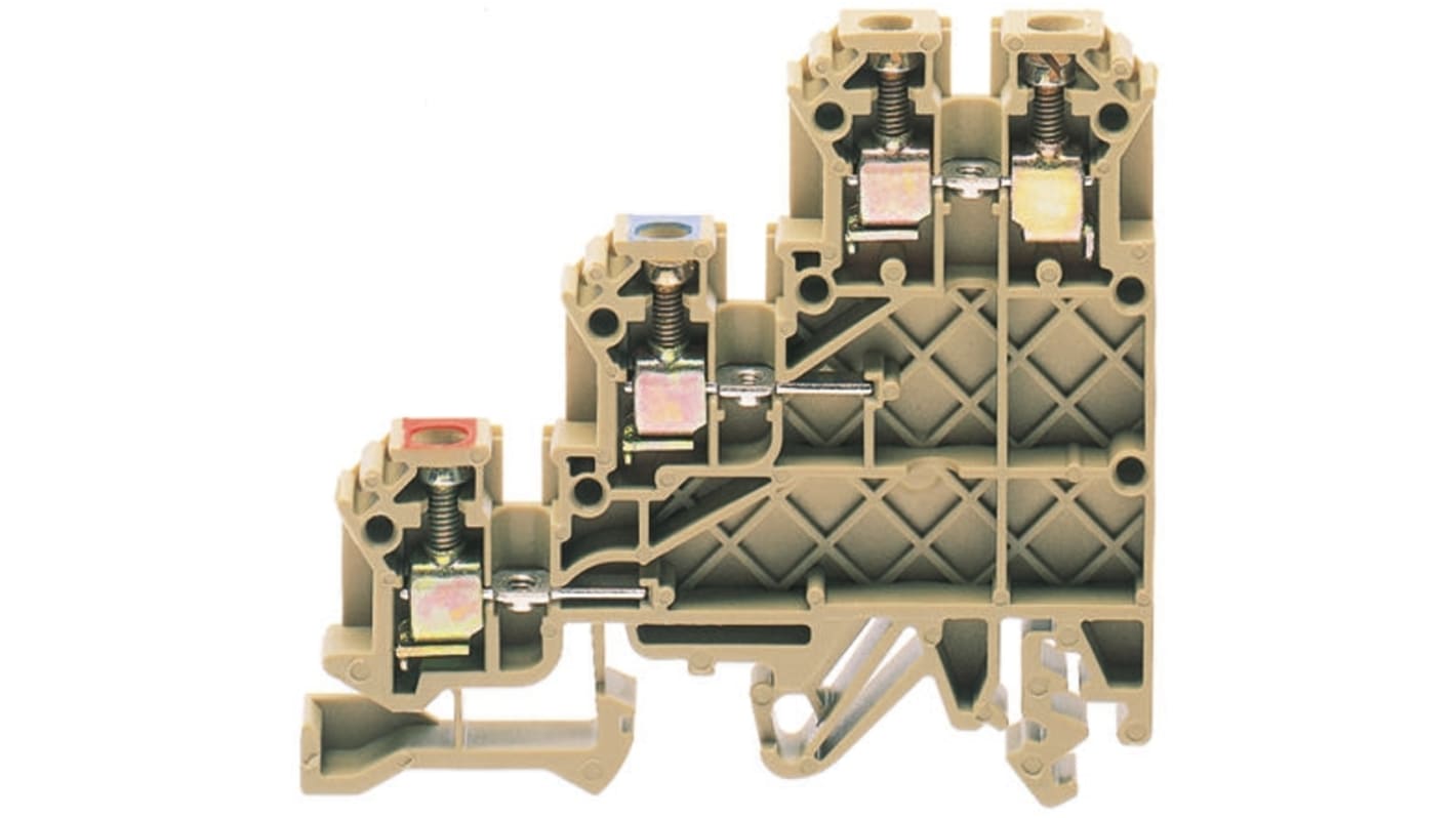 RS PRO Brown DIN Rail Terminal Block, 0.2 → 2.5mm², Triple-Level | RS