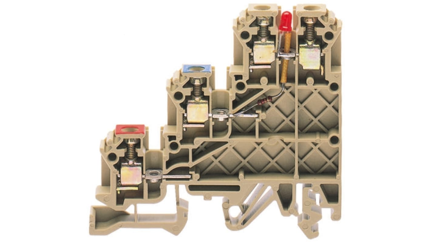 RS PRO Red DIN Rail Terminal Block, 0.2 → 2.5mm², Triple-Level | RS
