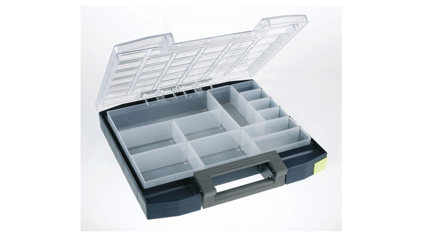 134835 | Raaco 12 Cell Blue PC, PP Compartment Box, 55mm x 354mm x ...