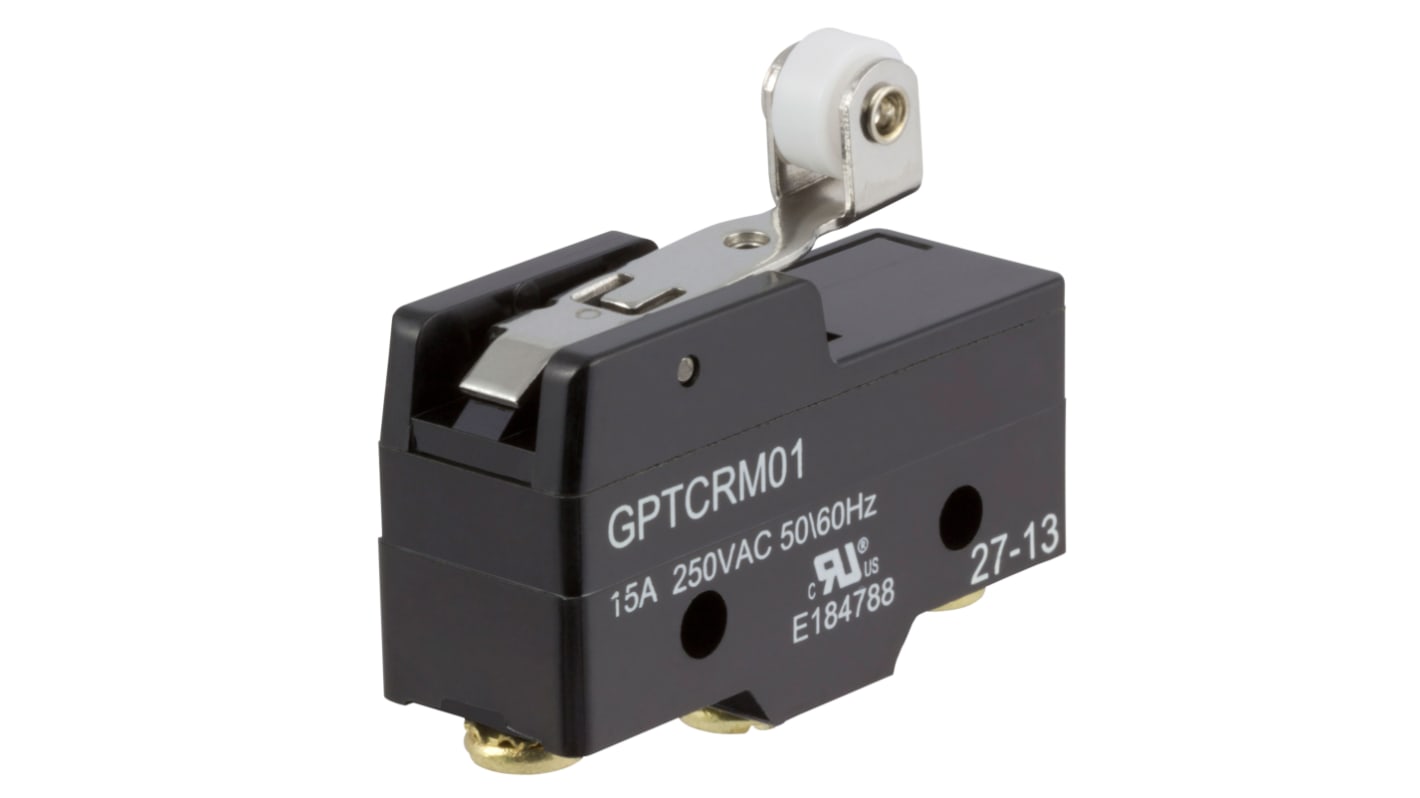 GPTCRM01 | ZF Short Roller Lever Micro Switch, Screw Terminal, 15 A ...