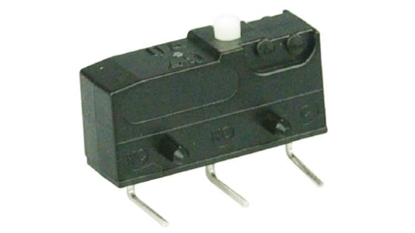 DB1C-D3AA | ZF Button Micro Switch, Through Hole Terminal, 6 A @ 250 V ac, SPDT | RS