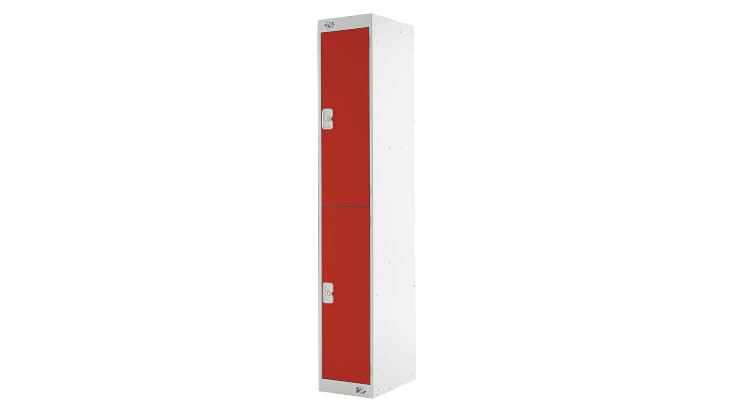 RS PRO 2 Door Steel Red Industrial Locker, 1800 mm x 300 mm x 450mm | RS