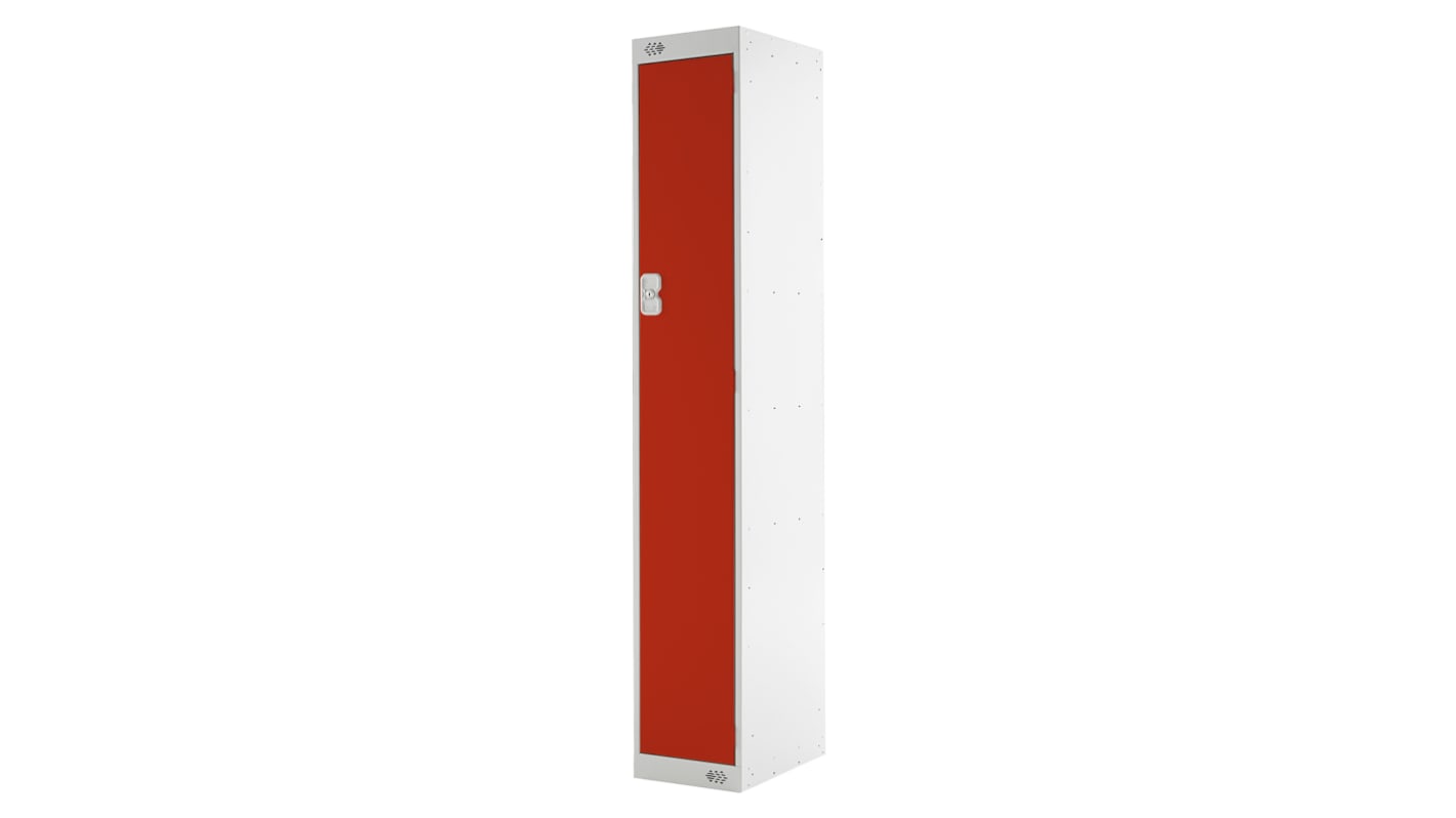 RS PRO 1 Door Steel Red Industrial Locker, 1800 mm x 300 mm x 450mm | RS