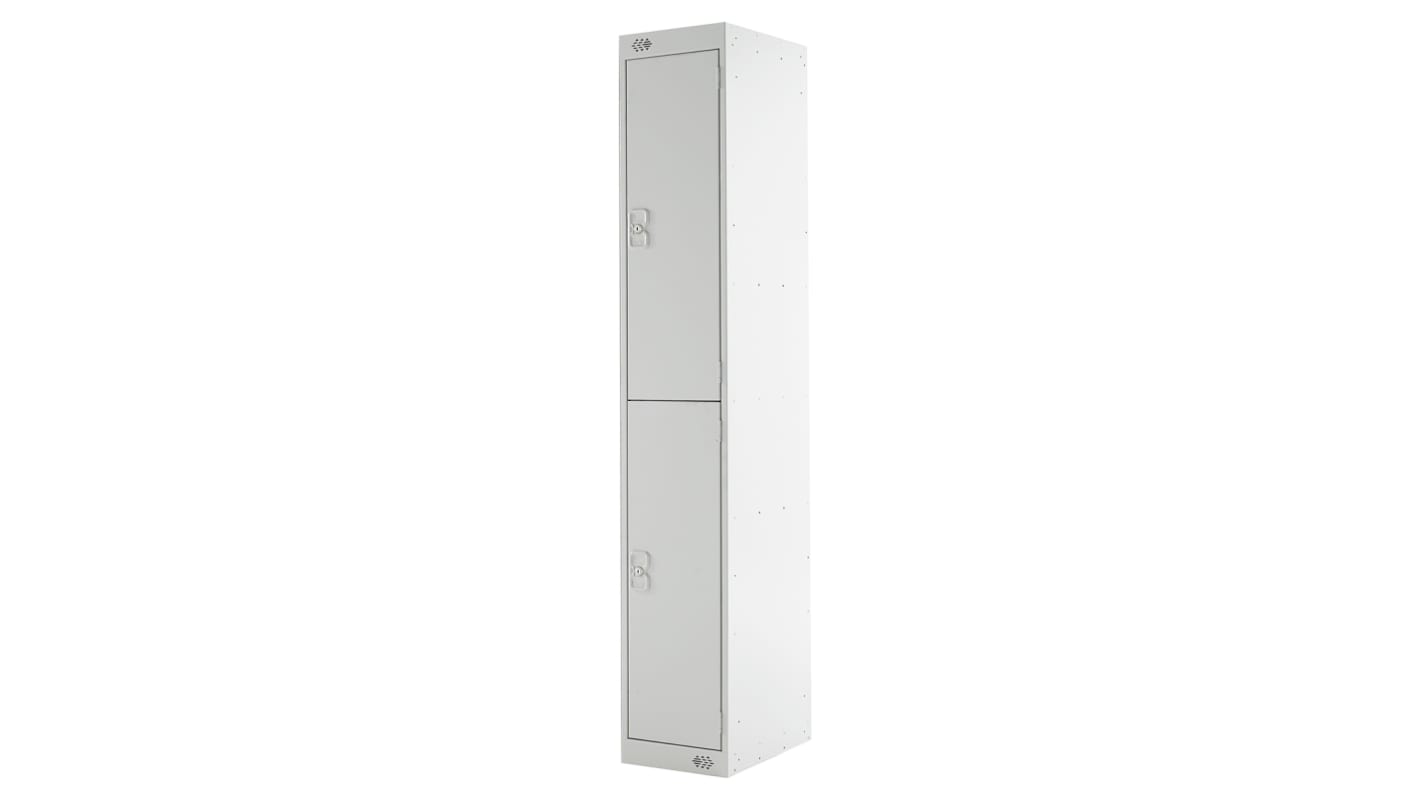 RS PRO 2 Door Steel Grey Industrial Locker, 1800 mm x 300 mm x 450mm | RS