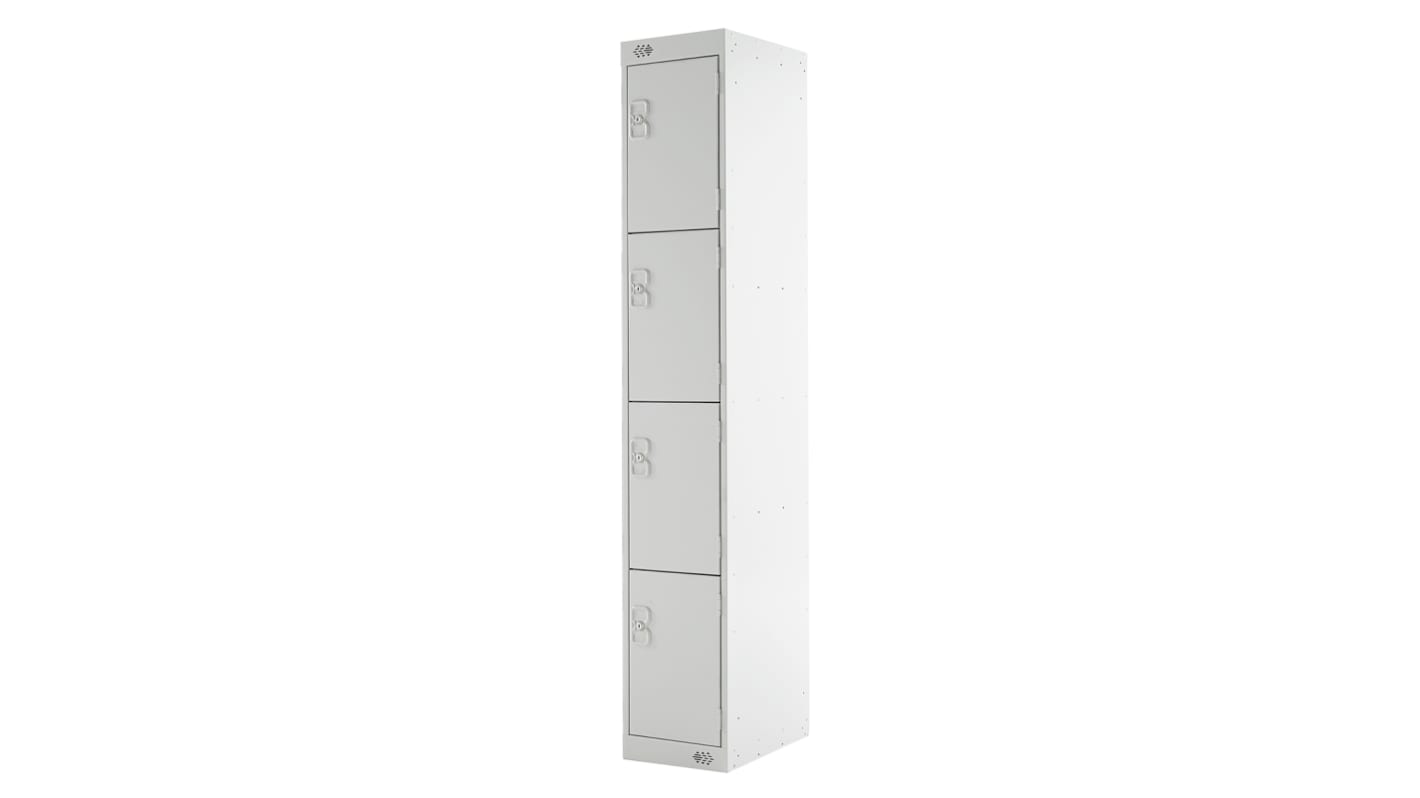 RS PRO 4 Door Steel Grey Industrial Locker, 1800 mm x 300 mm x 300mm | RS