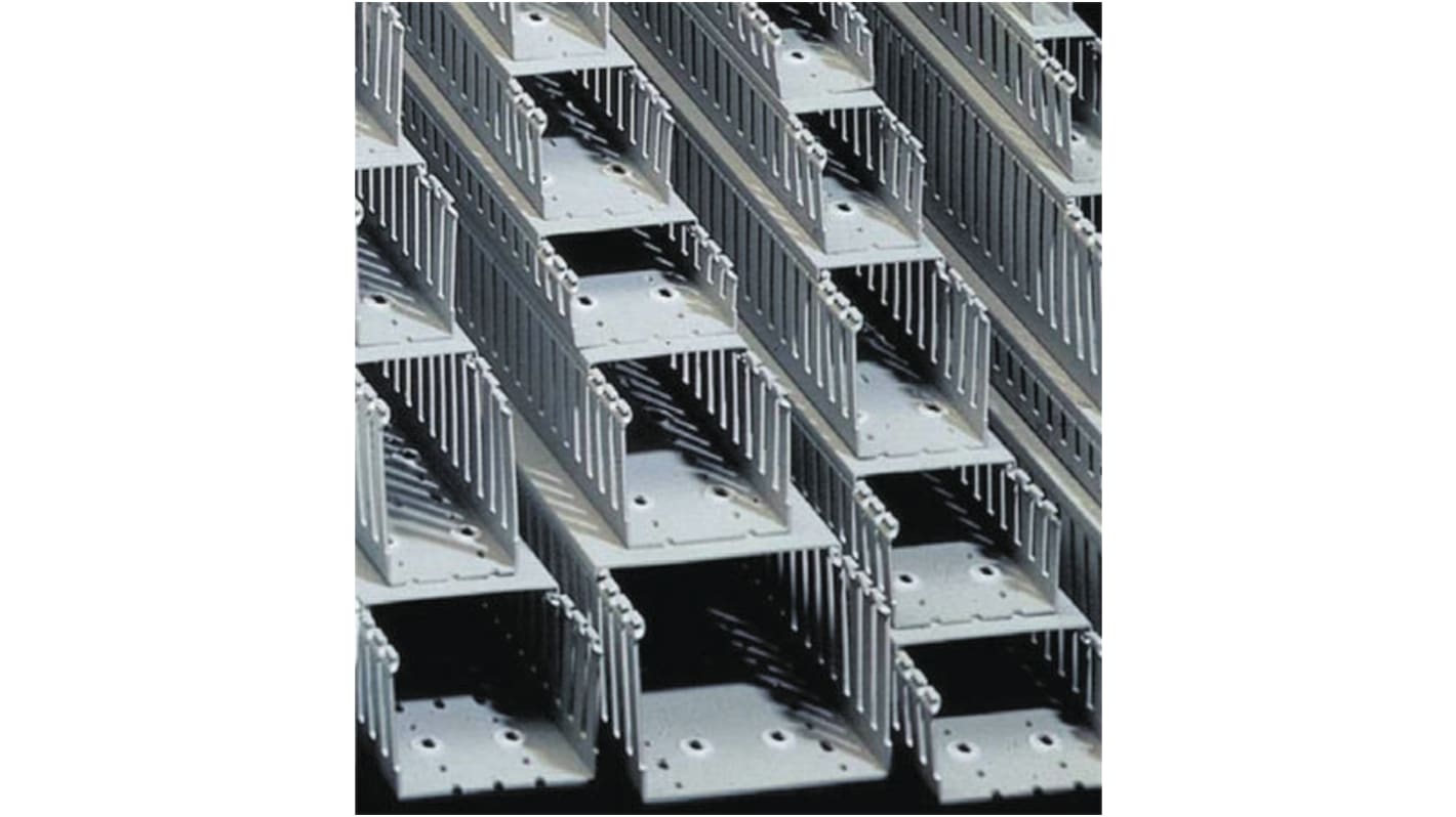 T1 25 X 60G | IBOCO Grey Slotted Panel Trunking - Open Slot, W25 mm x ...