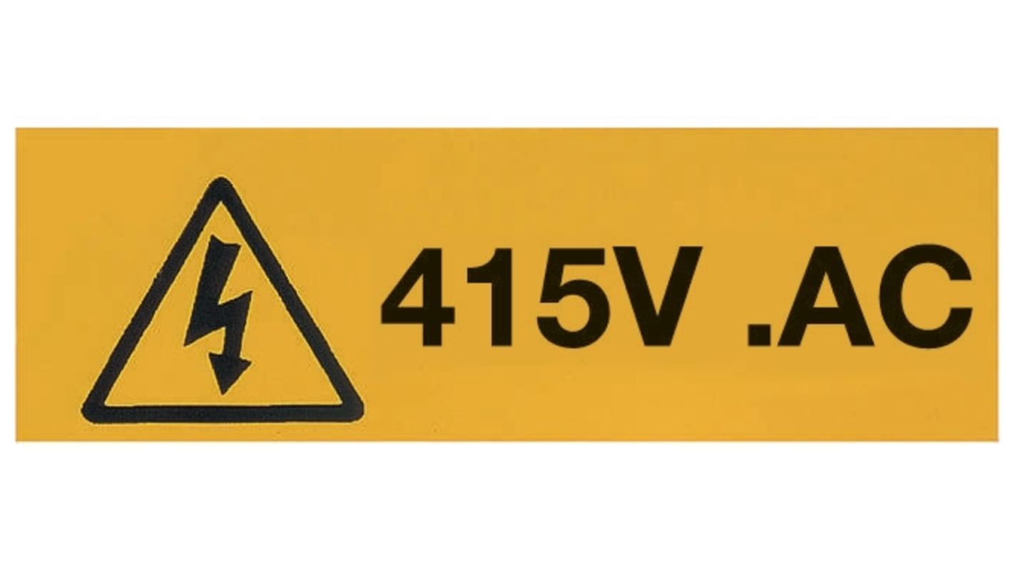 WF09A/S | Signs & Labels Black/Yellow Vinyl Safety Labels, 415V.Ac-Text ...