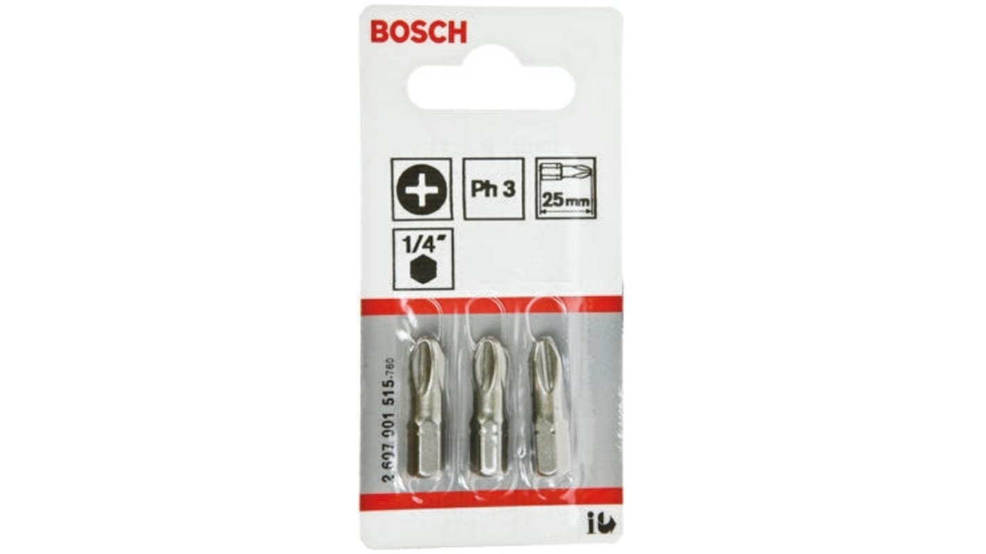 2607001515 | Bosch Phillips Screwdriver Bit, PH3 Tip | RS
