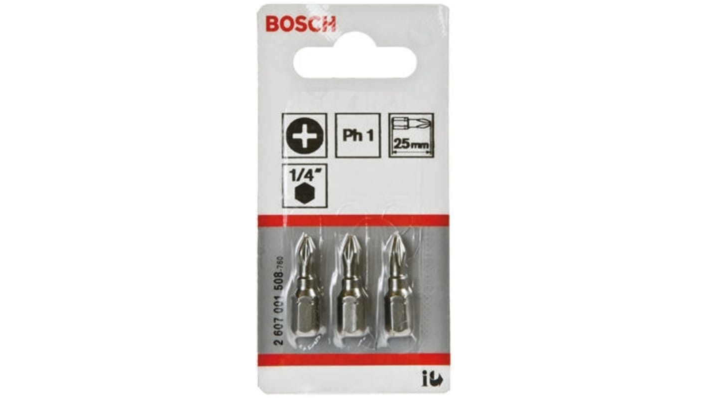 2607001508 | Bosch Phillips Screwdriver Bit, PH1 Tip | RS