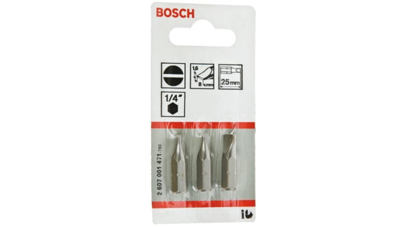 2607001471 | Bosch Slotted Screwdriver Bit, SL8 Tip | RS