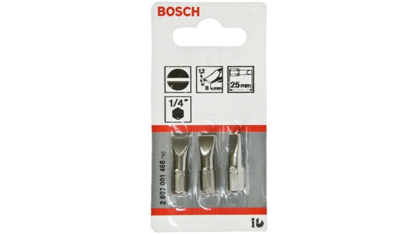 2607001468 | Bosch Slotted Screwdriver Bit, SL8 Tip | RS