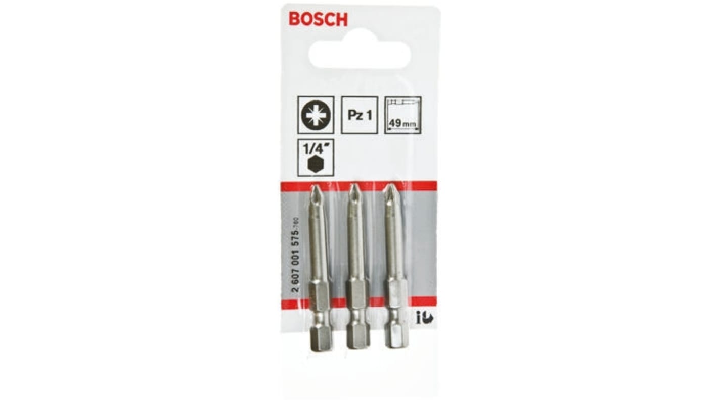 2607001575 | Bosch Pozidriv Screwdriver Bit, PZ1 Tip | RS