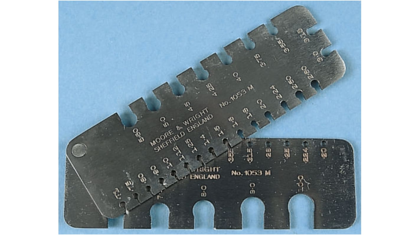 1053MRS | Moore & Wright Wire Size Gauge, 0.2mm to 10mm, Steel | RS
