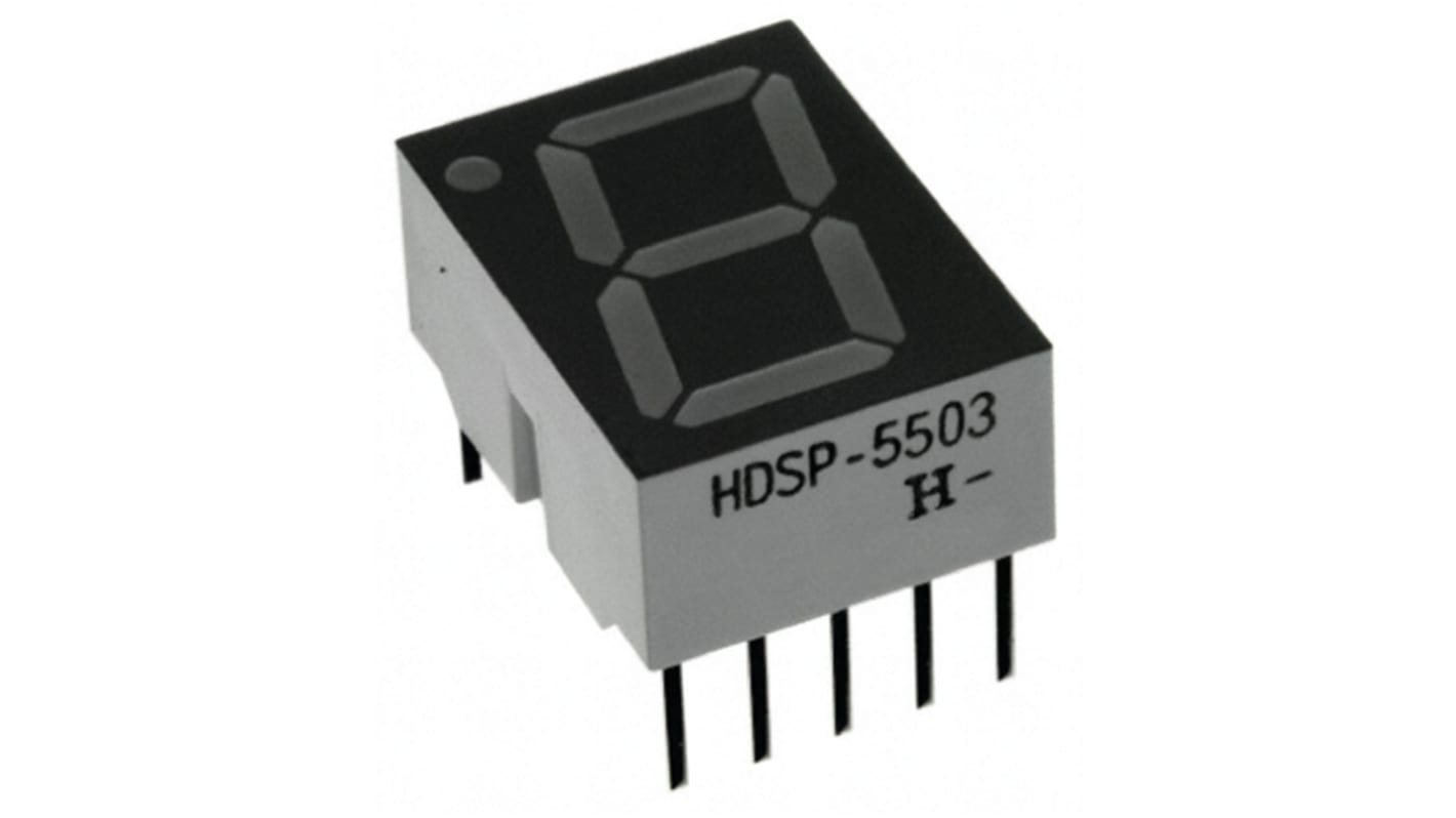 HDSP-5503 Broadcom 7-Segment LED Display, CC Red 3.7 mcd RH DP 14.2mm | RS