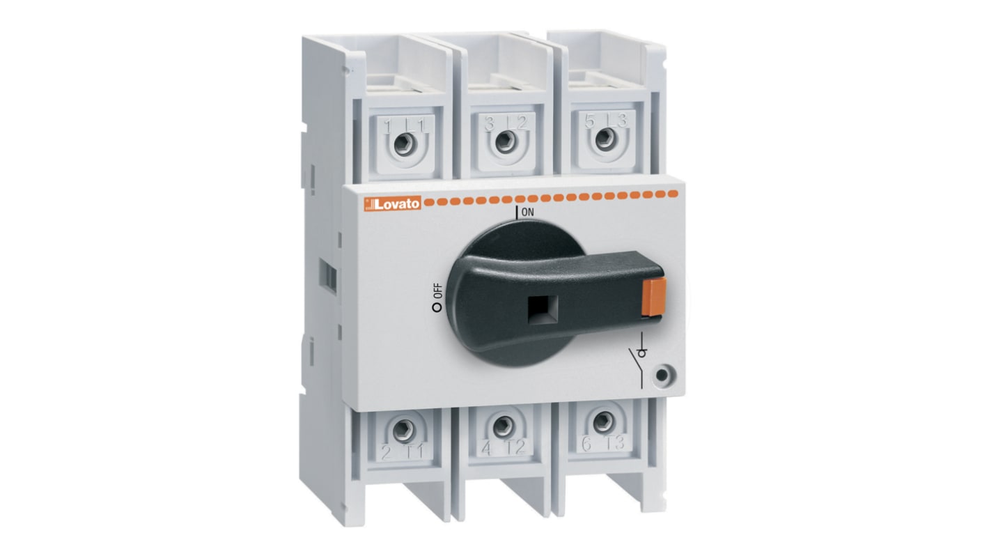 GA080A | Lovato 3P Pole Isolator Switch - 80A Maximum Current, 45kW ...