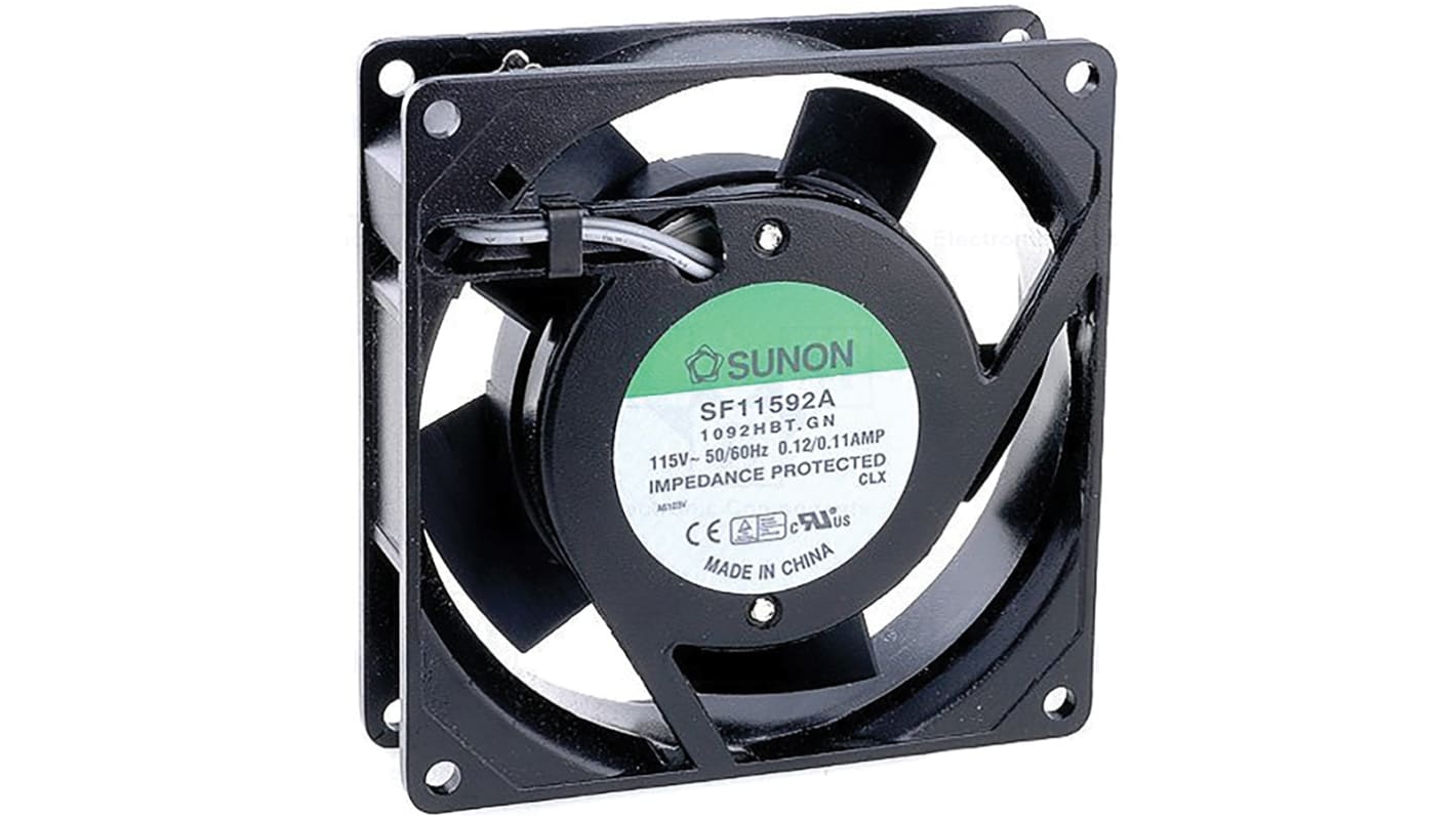 SF11592A-1092HBT.GN | Sunon SF115 Series Axial Fan, 115 V ac, AC Operation, 51m³/h, 13W, 120mA ...