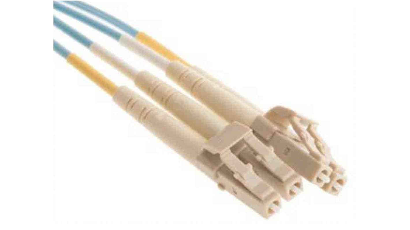 RS PRO LC to LC Duplex Multi Mode OM3 Fibre Optic Cable, 900μm, Blue ...