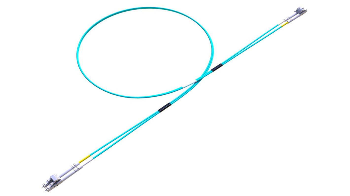 RS PRO LC to LC Duplex Multi Mode OM3 Fibre Optic Cable, 900μm, Blue ...