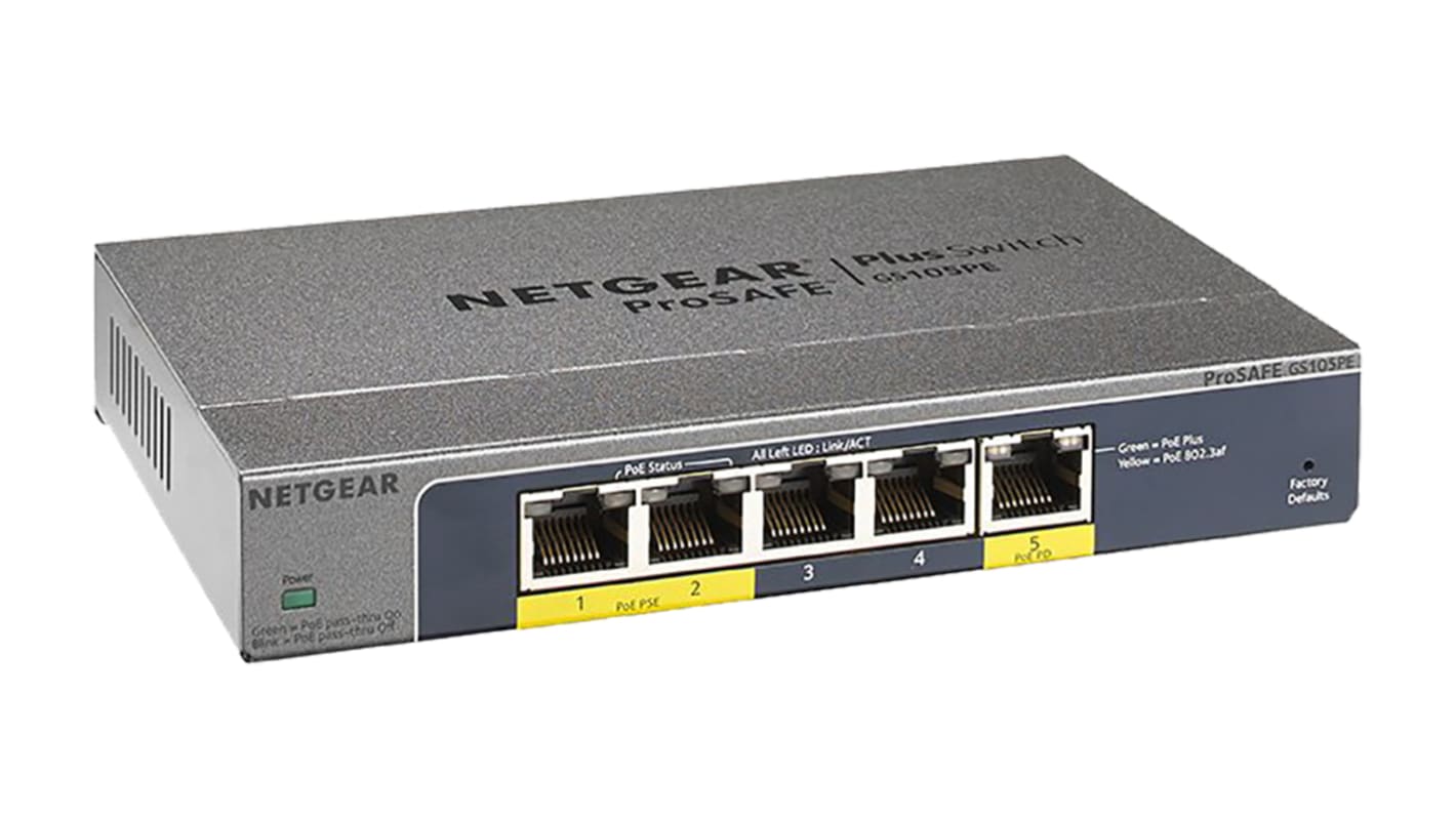 GS105PE-10000S | Netgear ProSAFE, Managed 5 Port Ethernet Switch | RS