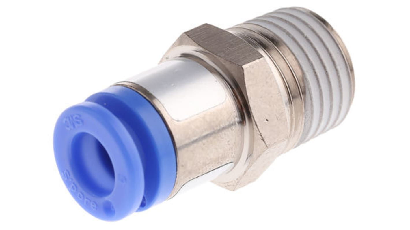 KQ2H08-01NS | SMC KQ2 Series Straight Threaded Adaptor, R 1/8 Male to Push In 8 mm, Threaded-to ...