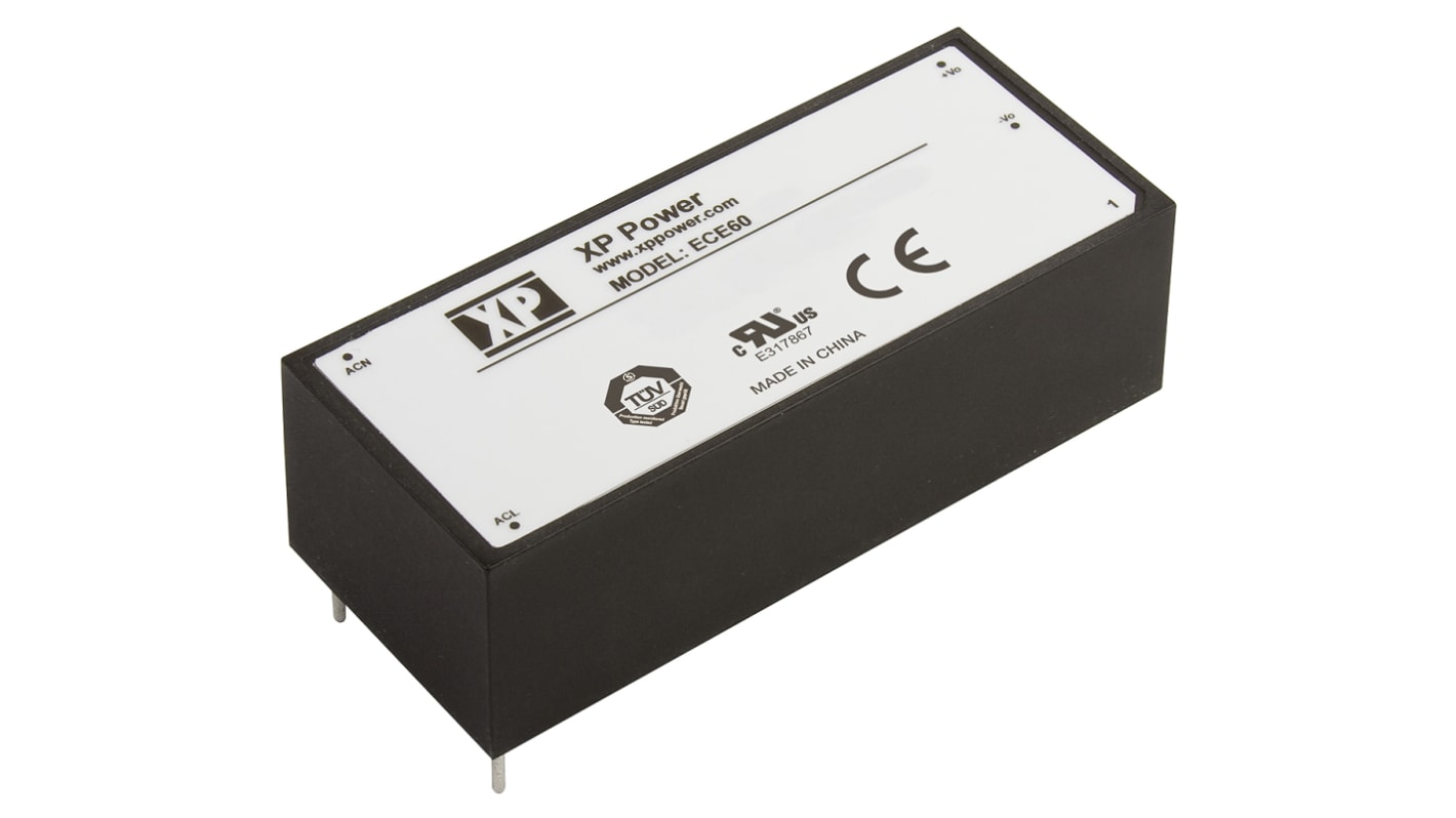 XP Power Switching Power Supply, ECE60US24, 24V dc, 2.5A, 60W, 1 Output ...