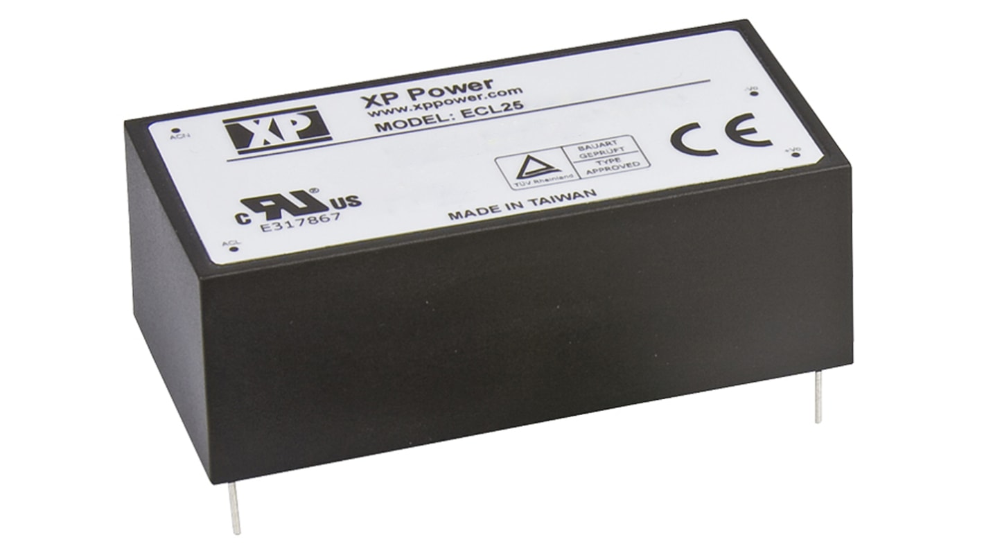 XP Power Switching Power Supply, ECL25US12-E, 12V dc, 2.1A, 25W, 1 ...