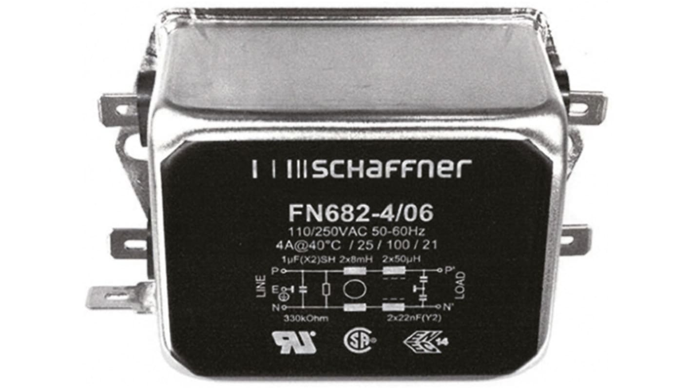 FN 682-10/06 | Schaffner, FN 682 10A 250 V ac 400Hz, Chassis Mount RFI ...